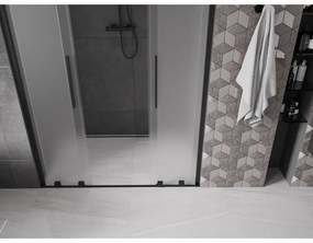 Mexen Velar Duo, posuvné sprchové dveře do otvoru 160 cm, 8mm sklo námraza, černá matná, 871-160-000-32-70