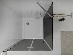 Mexen Lima, sprchový kout se skládacími dveřmi 100 (dveře) x 100 (stěna) cm, 6mm šedé sklo, chromový profil + slim sprchová vanička bílá + chromový sifon, 856-100-100-01-40-4010