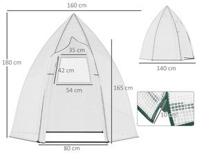 Outsunny mini skleníkový zimní stan s rolovacími dveřmi 160x140x180cm pro zahradu balkon zimní ochrana bílá | Aosom.de