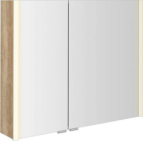 Sapho Alix - Zrcadlová skříňka s LED osvětlením 86x70x18 cm, 2x dvířka, dub alabama AX186-0022