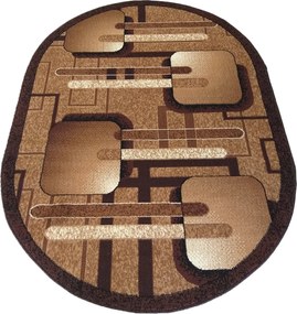 DY Oválný hnědý koberec s geometrickým vzorem Alfa 16 Rozměr: 80x150 cm