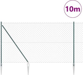 Řetězová plotová konstrukce s hroty 10 x 1,6 m Zelená Síťovina 3351161
