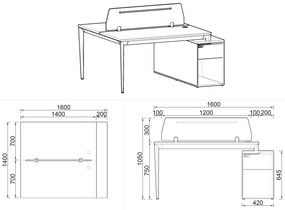 Kancelářská sestava 2 osoby Houseland Profit Max 04 1614 dub/bílá