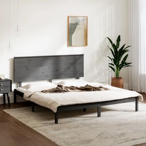 Rám postele šedý masivní dřevo 150 x 200 cm King Size,  3104810 HangarStore.cz