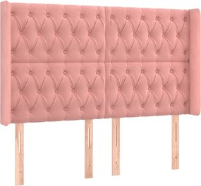 Box spring postel s matrací a LED růžová 160x200 cm samet 3139756