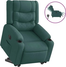 Elektrické zvedací polohovací křeslo tmavě zelené textil 3310278