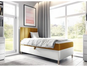 Kontinentální postel Junior Kamire 1, Strana: pravá, Rozměr postele: 100x200, Barva:: ekokoža Soft 017 (biała) + Fresh 17
