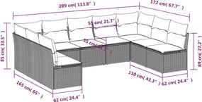 9dílná zahradní sedací souprava s poduškami hnědá polyratan 3218073