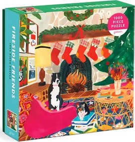 GALISON Puzzle Přátelé u krbu / 1000 dílků / rozměr 51 × 69 cm
