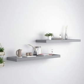 Plovoucí nástěnné police 2 ks šedé 80 x 23,5 x 3,8 cm MDF 323857