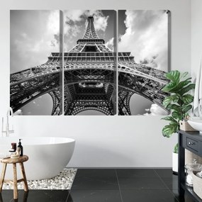 Vícedílný obraz Černobílý Pohled Na Eiffelovu Věž V Paříži Nedostatek Nedostatek Plátno Canvas 180x120
