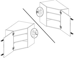 OLD STYLE | horní kuchyňská skříňka 60x60 GN-72 1F (45°) rohová s policemi | 60x60 cm | antracit/old style