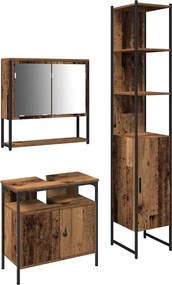 Sada koupelnového nábytku 3 ks Staré dřevo 33 x 33 x 185,5 cm 3332575