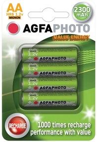 Nabíjecí NiMH baterie AgfaPhoto AA, 2300 mAh, 1,2 V, blistr 4 ks, nabíjecí