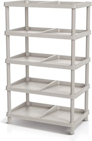 Prosperplast Regál na boty TASSY, 48 x 30 x 77 cm, světle hnědá, 5 pater