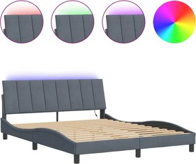 Rám postele s LED osvětlením bez matrace Hanko tmavě šedý 160 x 200 cm samet 3213788