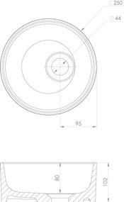 Sapho Sanna umyvadlo na desku 25 cm bez otvoru pro baterii bez přepadu litý mramor bílá SA250
