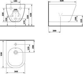 Sapho, PACO bidet závěsný, 36x52 cm, PZ2012