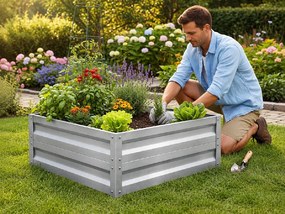 Vyvýšený záhon LEGI 1 × 1 m, pozinkovaný ocelový rám, výška 40 cm, pozink