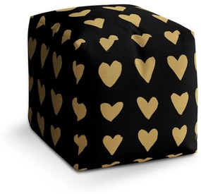 Sablio Taburet Cube Zlatá srdíčka: 40x40x40 cm