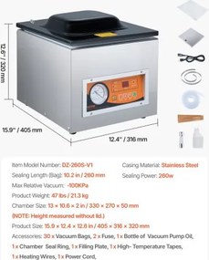 Komorový vakuový uzávěr, těsnící výkon 260 W – DZ-260S-V2