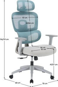 Ergonomická kancelářská židle NEONIT - neomint síťovina / šedá látka / nosnost 150 kg