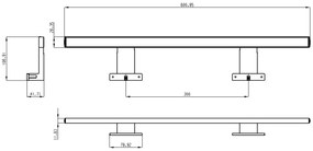 Aqualine, SERAPA LED svítilna, 9W, 230V, 600x40x100mm, chrom, SA148