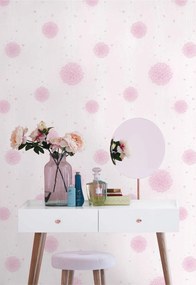 Postershop Vinylová omyvatelná tapeta drobné růžové květy na růžovém pozadí 53x950 cm
