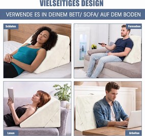 Costway Memory Foam Polštář na spaní Klínový polštář na spaní, bílý