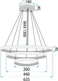 Toolight Toolight, LED stropní osvětlení, 45W, 3000K, LHJ042-CP3, zlatá, OSW-60025