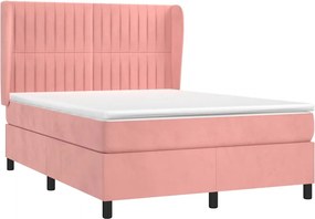 Box spring postel s matrací růžová 140x190 cm samet 3129332