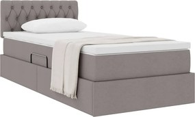 Postel s úložným prostorem a matrací Taupe 100 x 200 cm Samet 3370554
