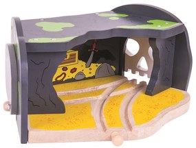 Bigjigs Rail Dřevěný tunel s výhybkou jeskyně lebka