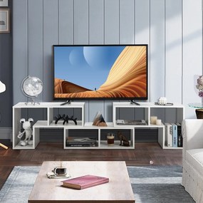 Costway Dřevěný televizní skříň 3dílný televizní stojan pro televizory do 65"