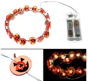 Řetěz s LED světýlky na baterie, barva teplá bílá, halloween LED877088