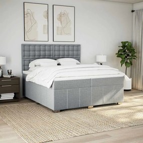 Box spring postel s matrací světle šedá 200 x 200 cm textil 3294089