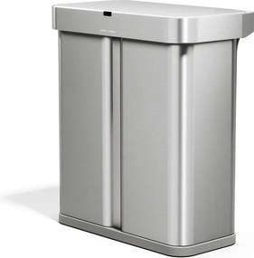 Ocelový odpadkový koš 34+24 l na tříděný odpad/bezdotykový ve stříbrné barvě Dual Sensor – simplehuman