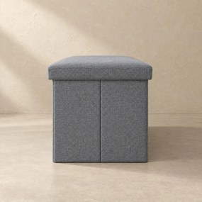 Obdélníkový taburet s úložným prostorem, skládací, 110 × 38 × 38 cm, šedý