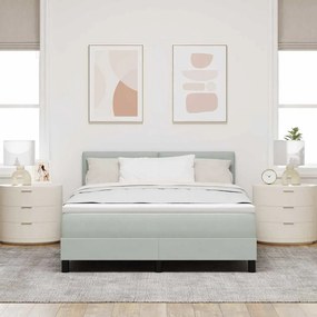 Postel s boxspringem s čelo Světle šedá 160 x 200 cm samet 3339182