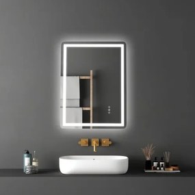 LED koupelnové zrcadlo 3 barvy proti zamlžování nástěnné toaletní zrcadlo 60 × 80 cm