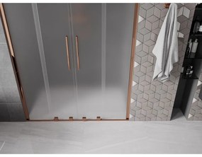 Mexen Velar Duo, posuvné sprchové dveře do otvoru 150 cm, 8mm sklo námraza, růžové zlato, 871-150-000-32-60