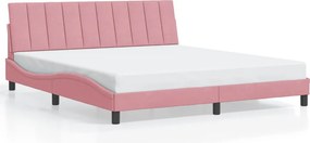 Rám postele s LED osvětlením bez matrace Hanko růžový 180 x 200 cm samet 3213798