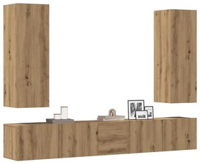 Sada 5 kusů nástěnné TV skříňka dub artisan kompozitní dřevo 3329194