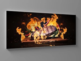 Liox XXL Obraz Steak v ohni Rozměr: 300 x 150 cm