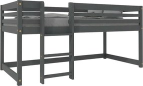 Benlemi Nízká vyvýšená postel TULY s žebříkem 90x200 cm Zvolte barvu: Tmavě šedá, Zvolte stranu: Vlevo, Zvolte variantu: Bez závěsu