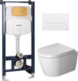 Set sada mísa + prkénko s pomalým sklápěním Duravit ME by Starck 45300900A1, podomítkový WC modul Duravit DuraSystem WD102900000, WD5009011000