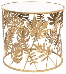 Zlatý odkládací stolek s listy – 61x56 cm