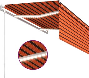 Automatická markýza roleta LED senzor větru 3,5x2,5 m oranžová 3069295