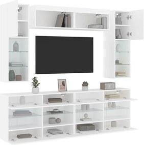 6dílná obývací stěna s LED osvětlením bílá 3216797