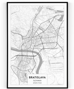 Obraz Mapa Bratislava 30 x 40 cm - napnuté plátno na dřevěném rámu